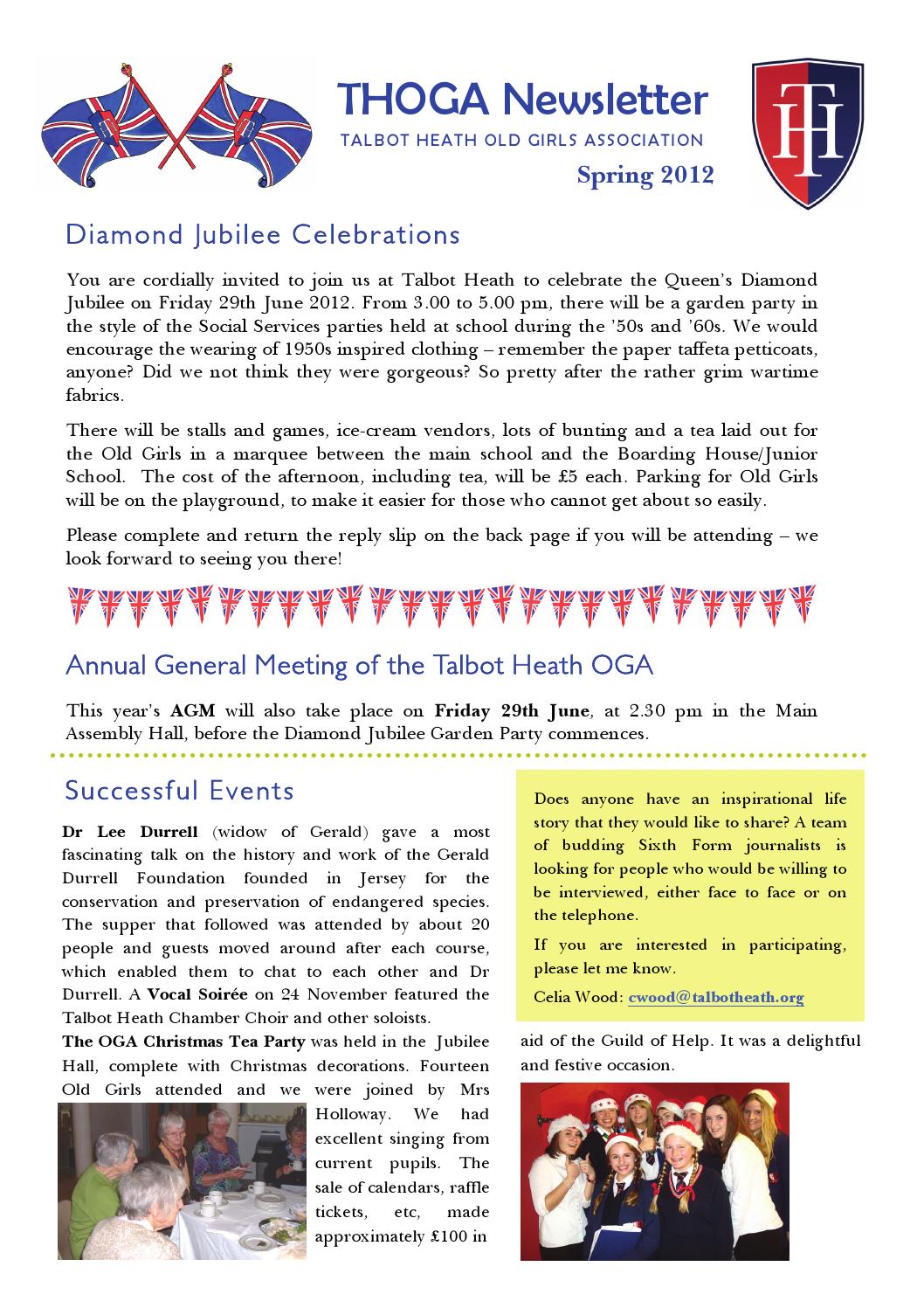 Thoga newsletter Spring 2012 #thoga by Talbot Heath School - Issuu