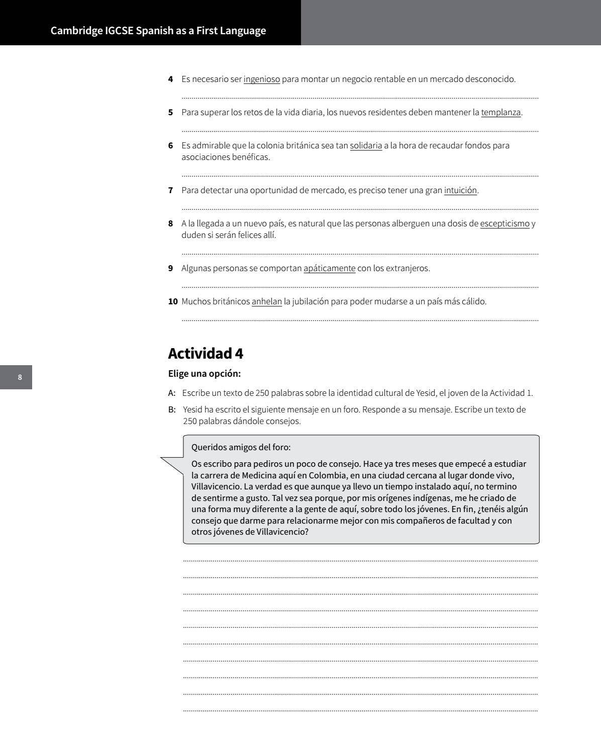 Preview Cambridge IGCSE® Spanish as a First Language Workbook by ...