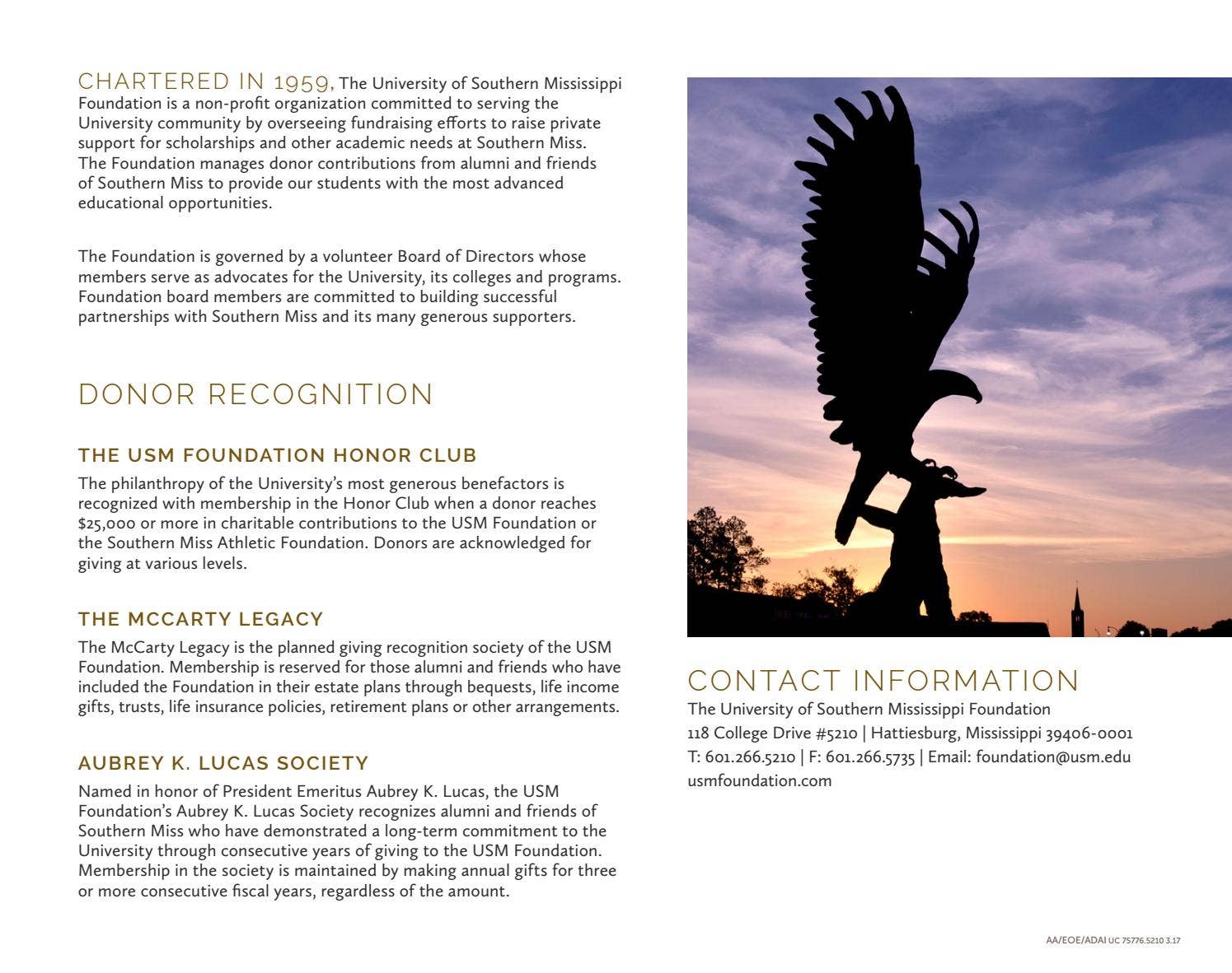 2016 USM Foundation Impact Report by The University of Southern ...