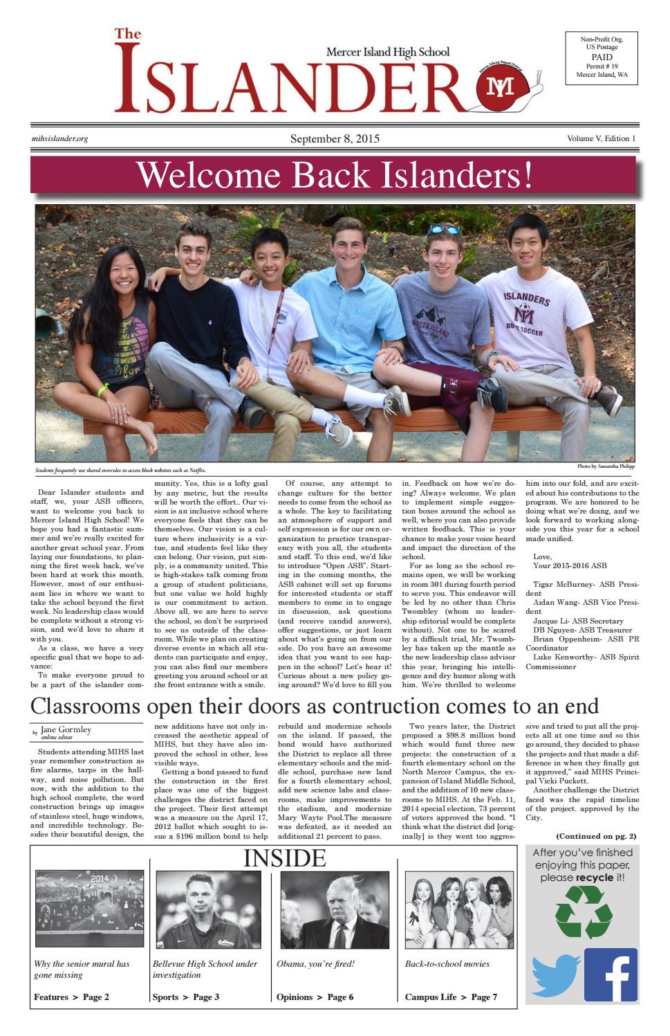 The Islander Back to School Issue 2015 by mihsislander - Issuu