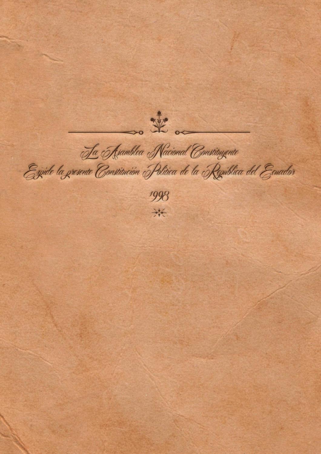 Constitución de la República del Ecuador de 1998 by Asamblea Nacional ...