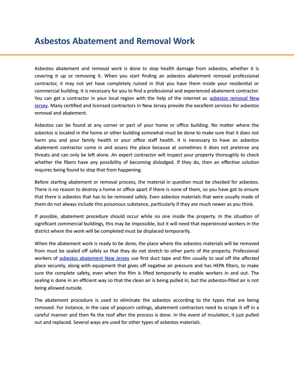 Asbestos abatement and removal work by United Safety LLC - Issuu