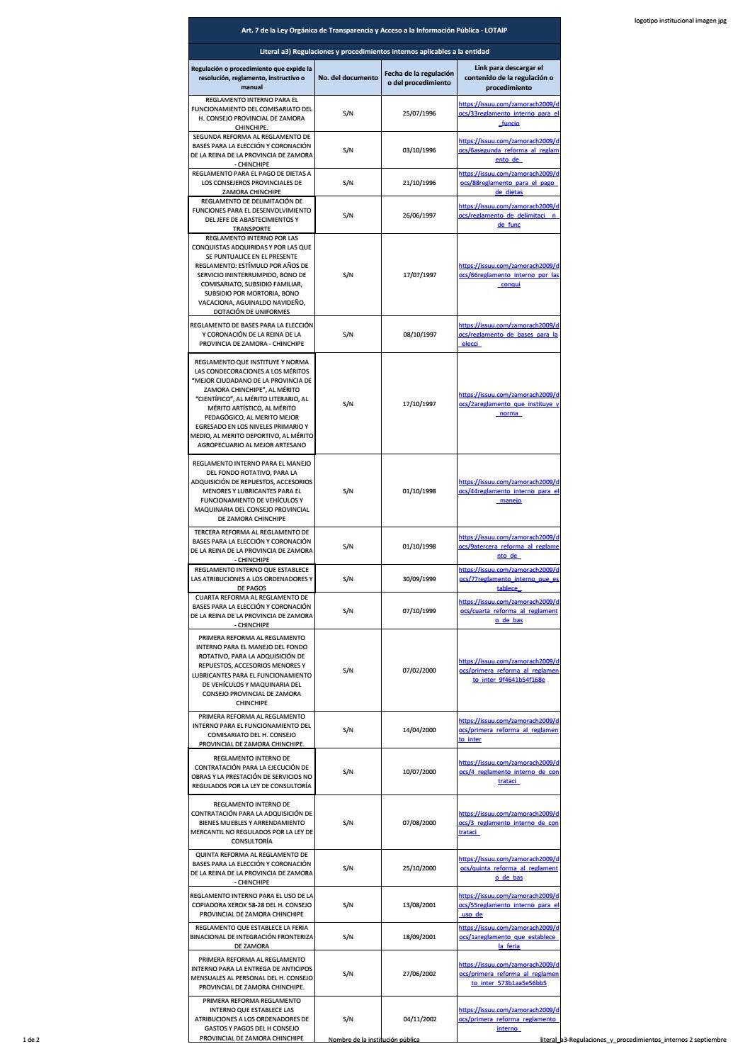 A3 2016 septiembre regulaciones y procedimientos internos by Gobierno ...