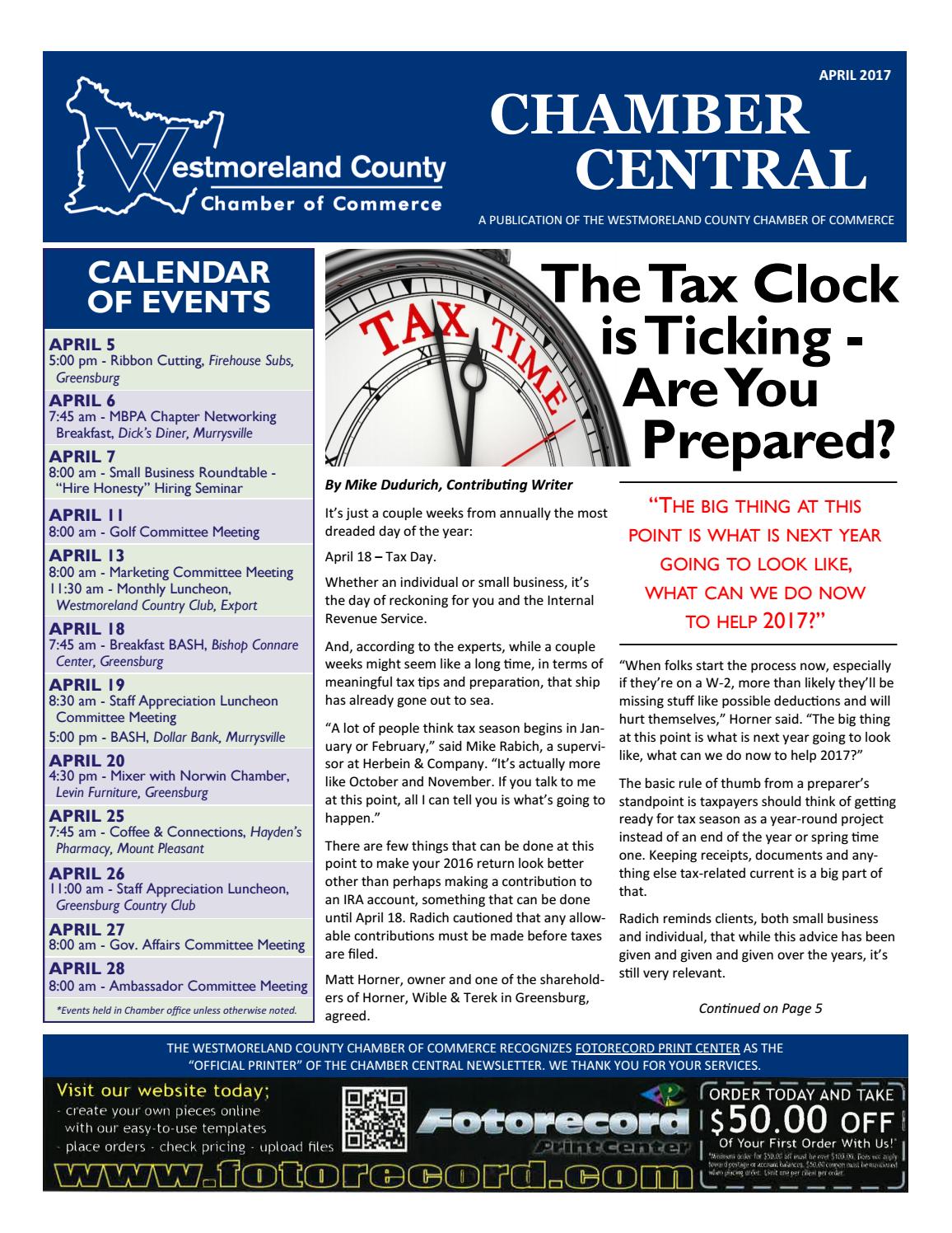 Chamber Central Newsletter April 2017 by Westmoreland County Chamber of ...