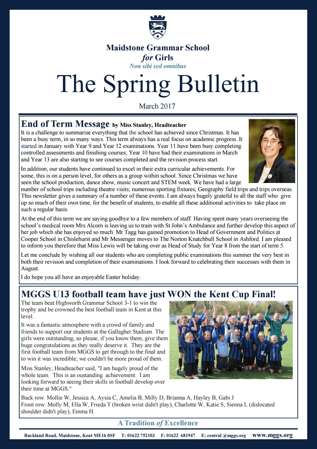 MGGS Spring Bulletin 2017 by Maidstone Grammar School for Girls - Issuu