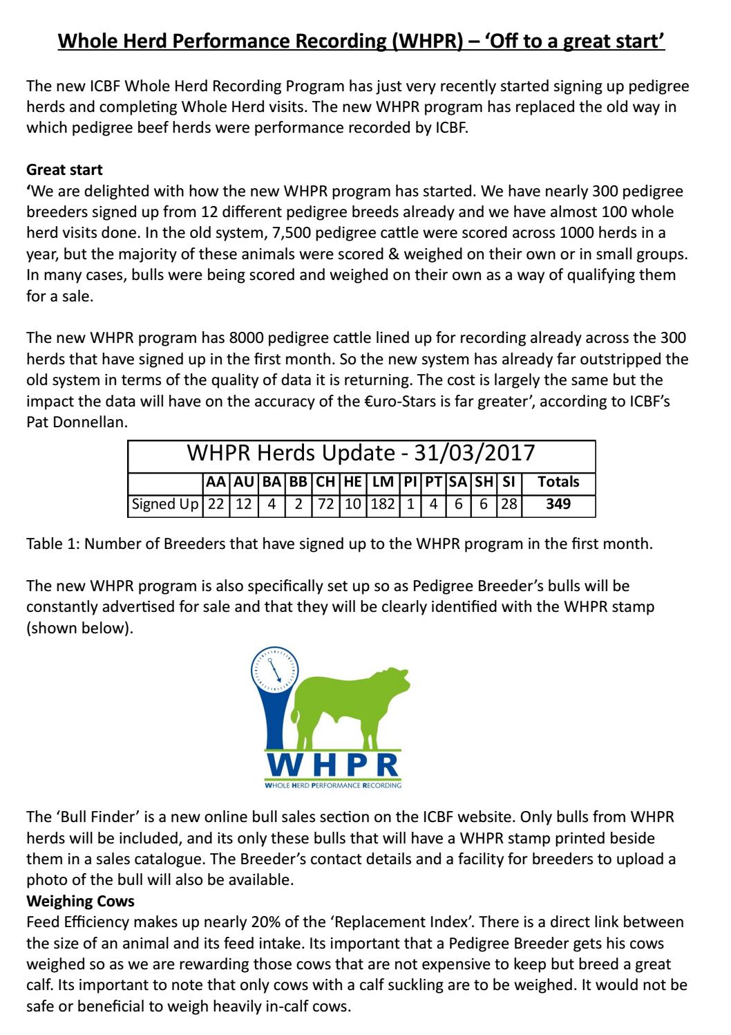 Whole Herd Performance Recording (WHPR) by ICBF - Issuu