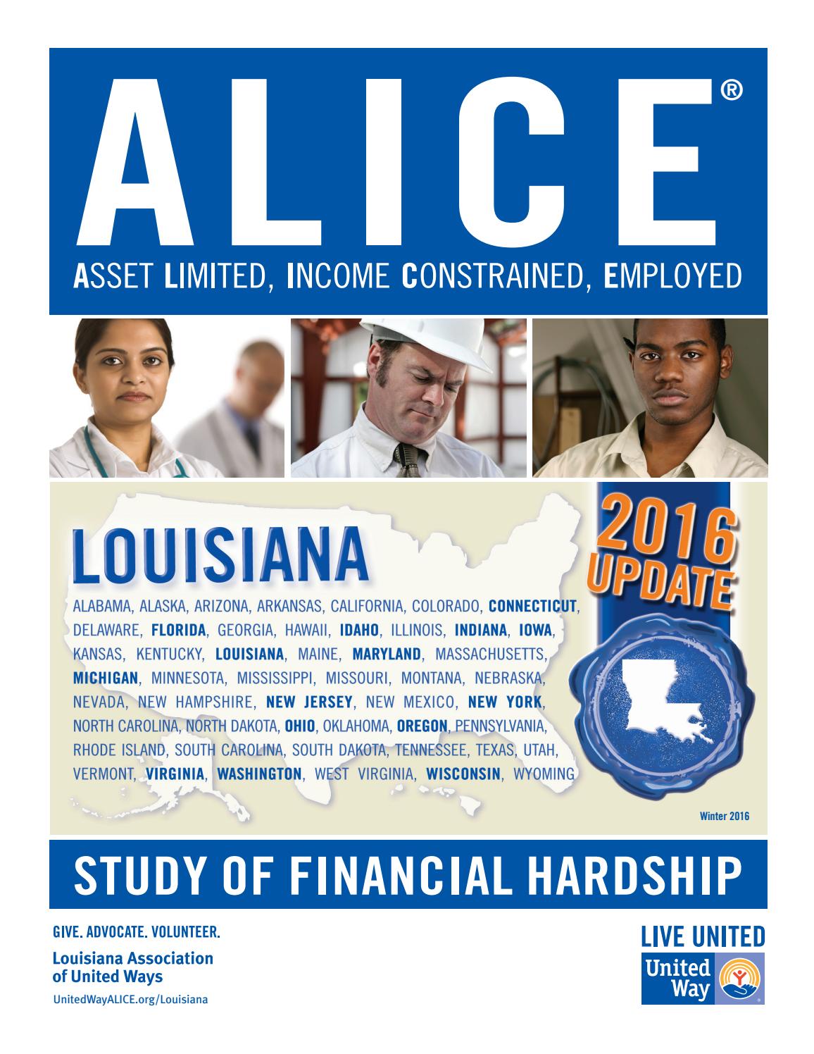 The United Way ALICE Report for Louisiana - released April 2017 by ...