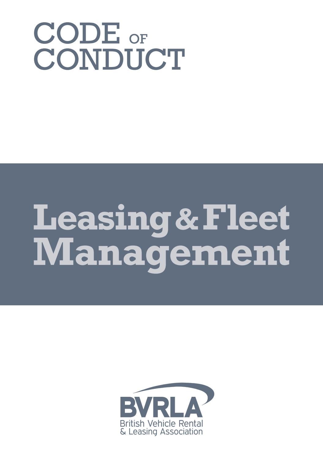 BVRLA Leasing & Fleet Management Code of Conduct by BVRLA - Issuu