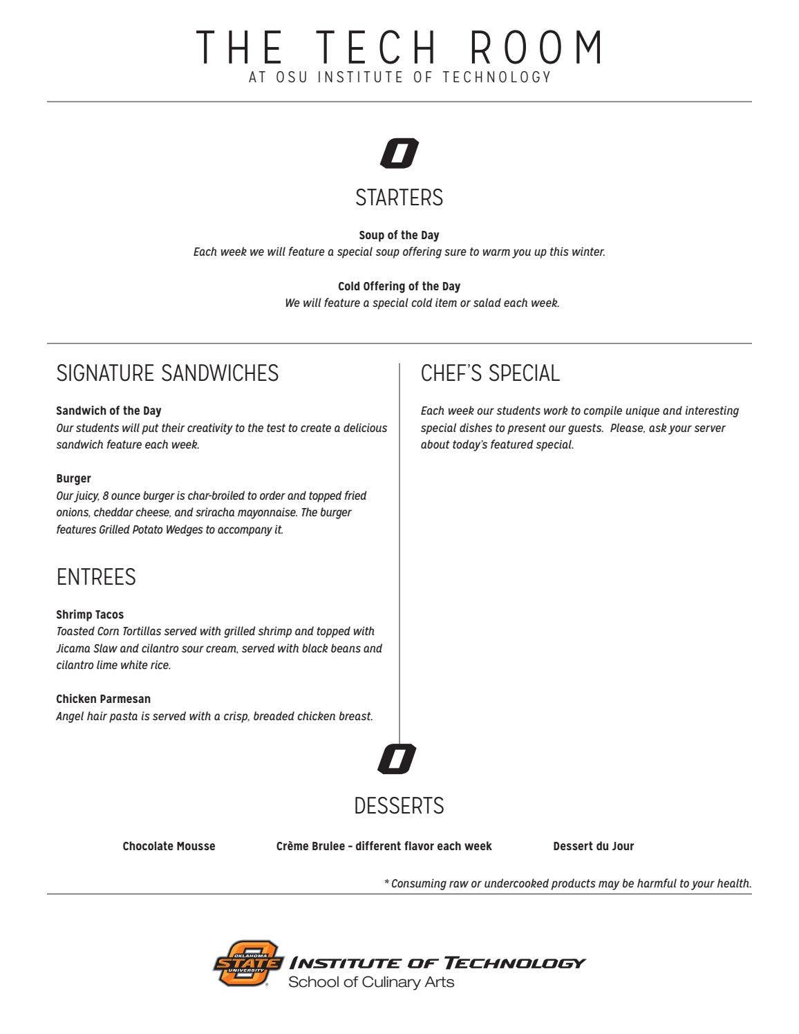 OSUIT Culinary Arts Menu by Oklahoma State - Issuu