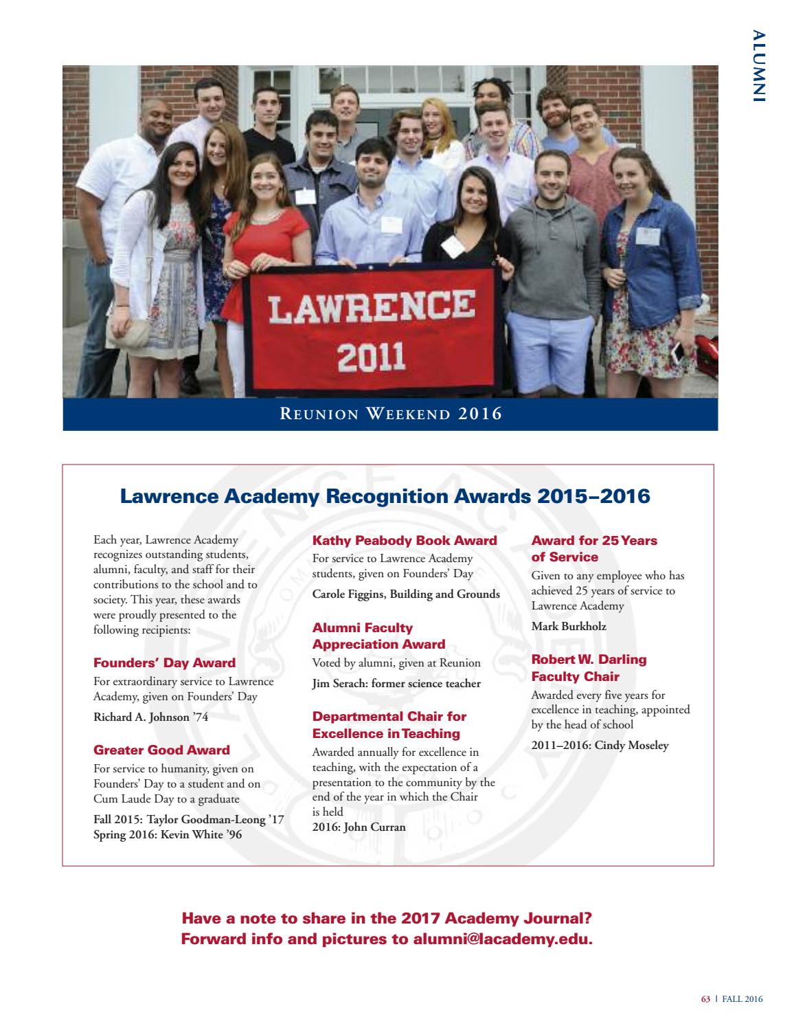 Academy Journal, Fall 2016 by Lawrence Academy - Issuu