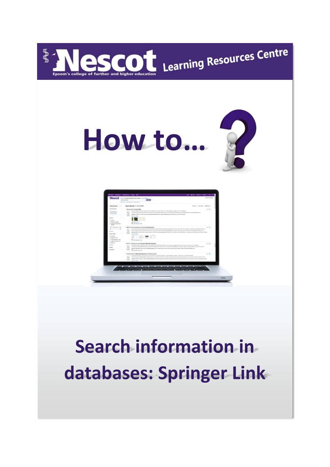 How to search in databases: Springer Journals by Nescot College ...