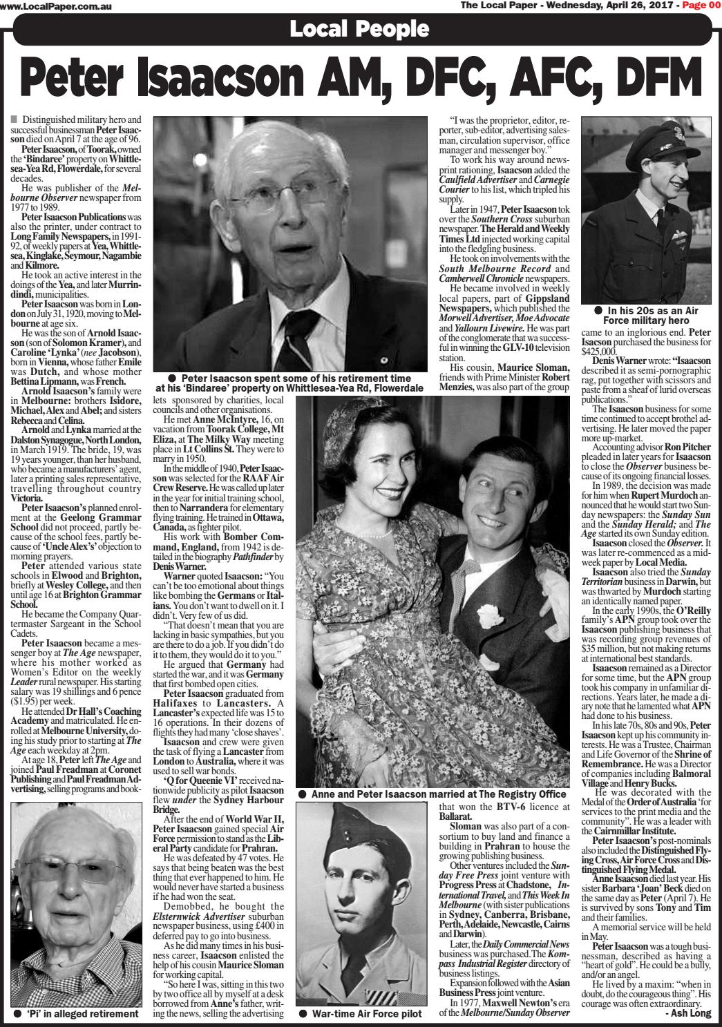 Local Media - Tribute to Peter Isaacson by Ash Long - Issuu