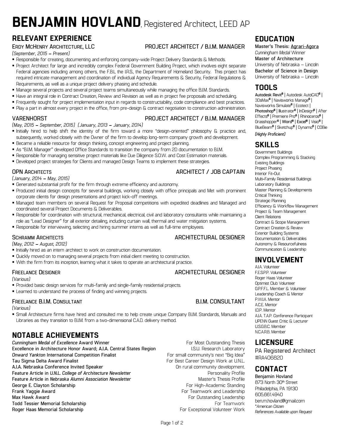 Benjamin Hovland Resume by Ben Hovland - Issuu