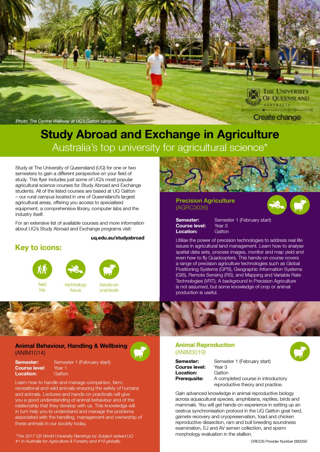 2017 UQ Science Study Abroad and Exchange brochure - Agriculture by UQ ...