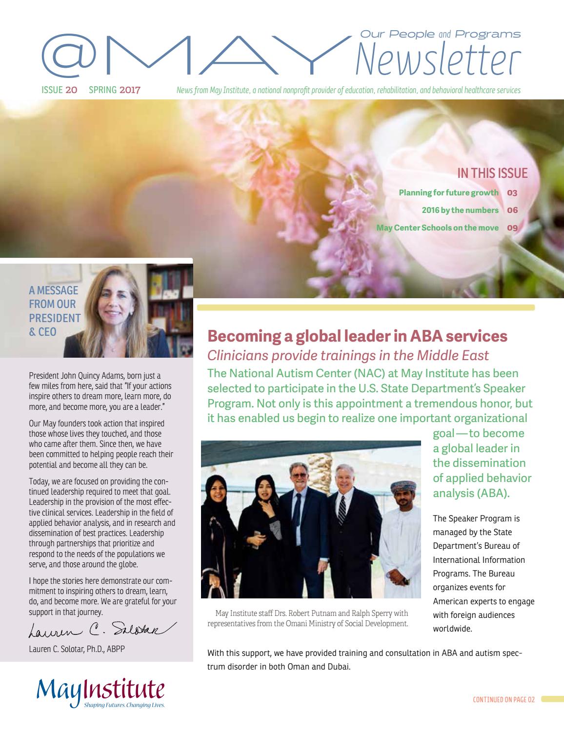 @May, Issue 20, Spring 2017 by May Institute - Issuu