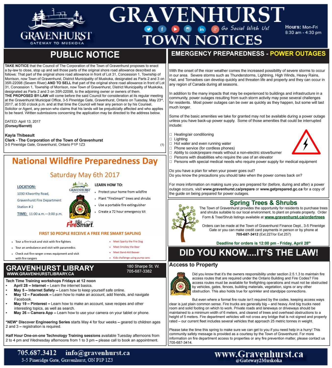 Town of Gravenhurst Public Notices - April 27, 2017 by Town of ...