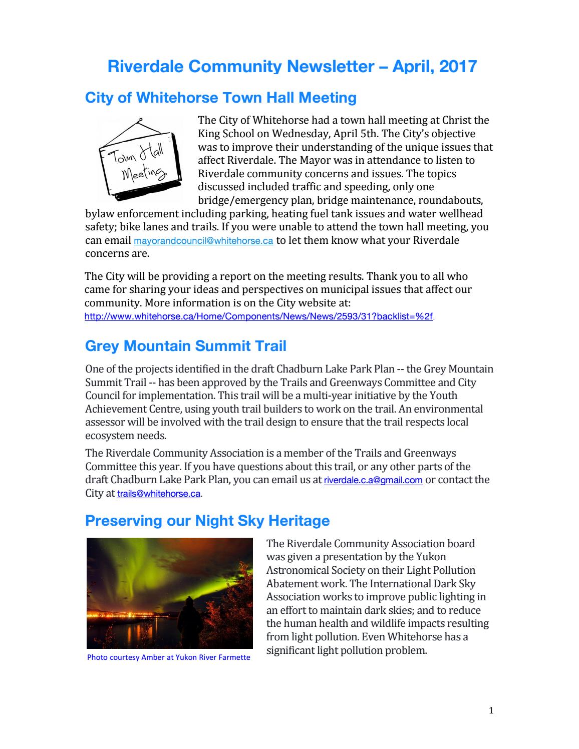 Riverdale Community Association Newsletter by What's Up Yukon - Issuu