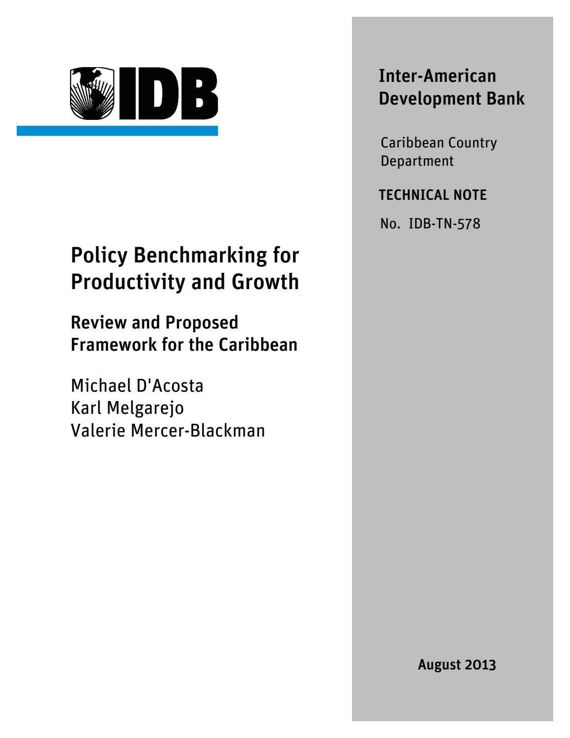 Policy Benchmarking for Productivity and Growth: Review and Proposed ...