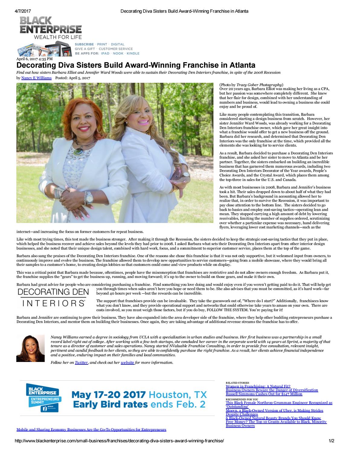 Decorating Diva Sisters Build Award-Winning Franchise by Decorating Den ...