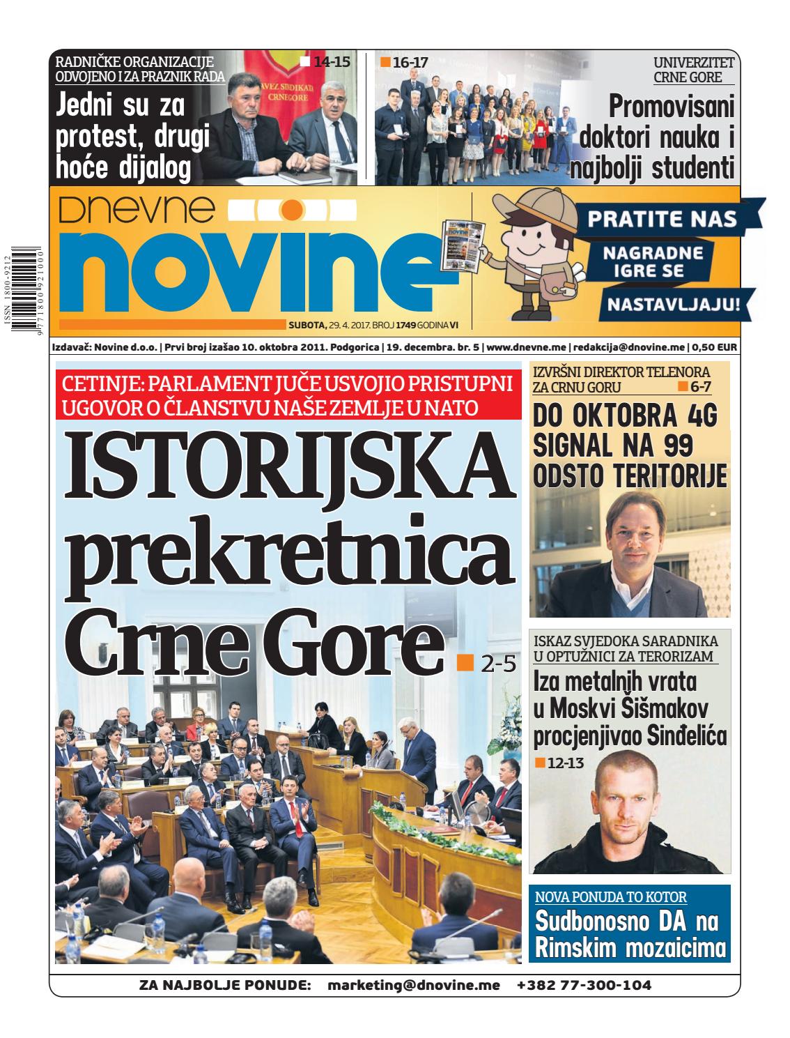Dnevne novine 29. april 2017. by Dnevne Novine - Issuu
