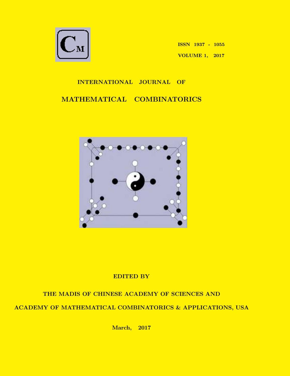 International Journal of Mathematical Combinatorics, vol. 1, 2017 ...
