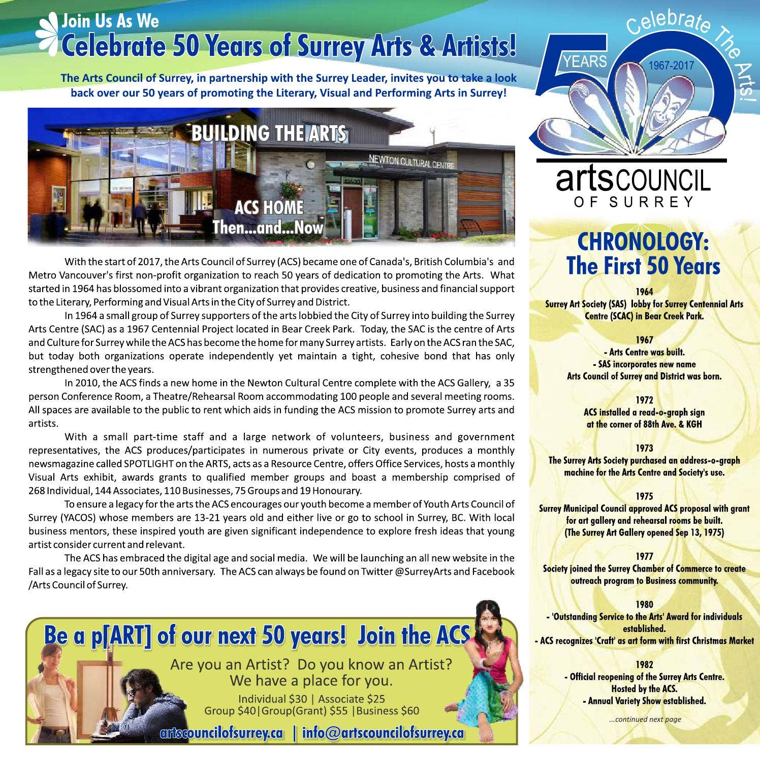 ACS: 50 Years Of History by Arts Council of Surrey - Issuu