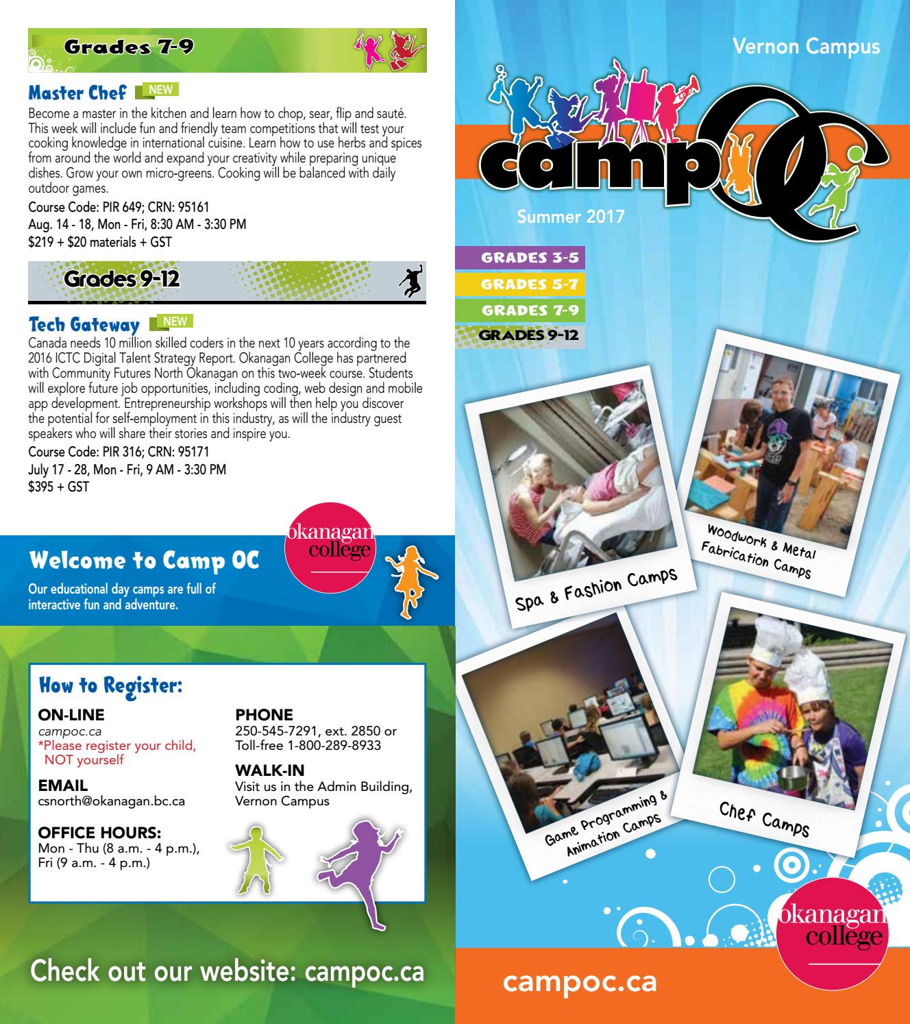 Camp OC Summer 2017 Brochure - Okanagan College Vernon Campus by ...