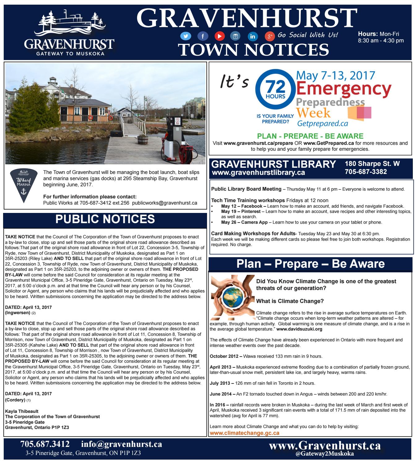 Town of Gravenhurst Public Notices May 11, 2017 by Town of Gravenhurst ...