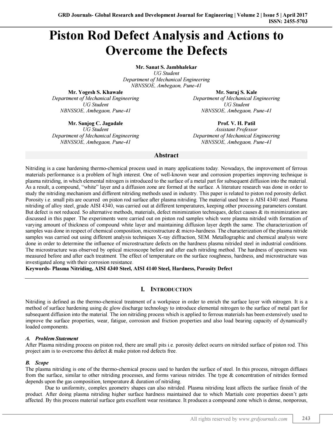 Piston Rod Defect Analysis and Actions to Overcome the Defects by GRD ...