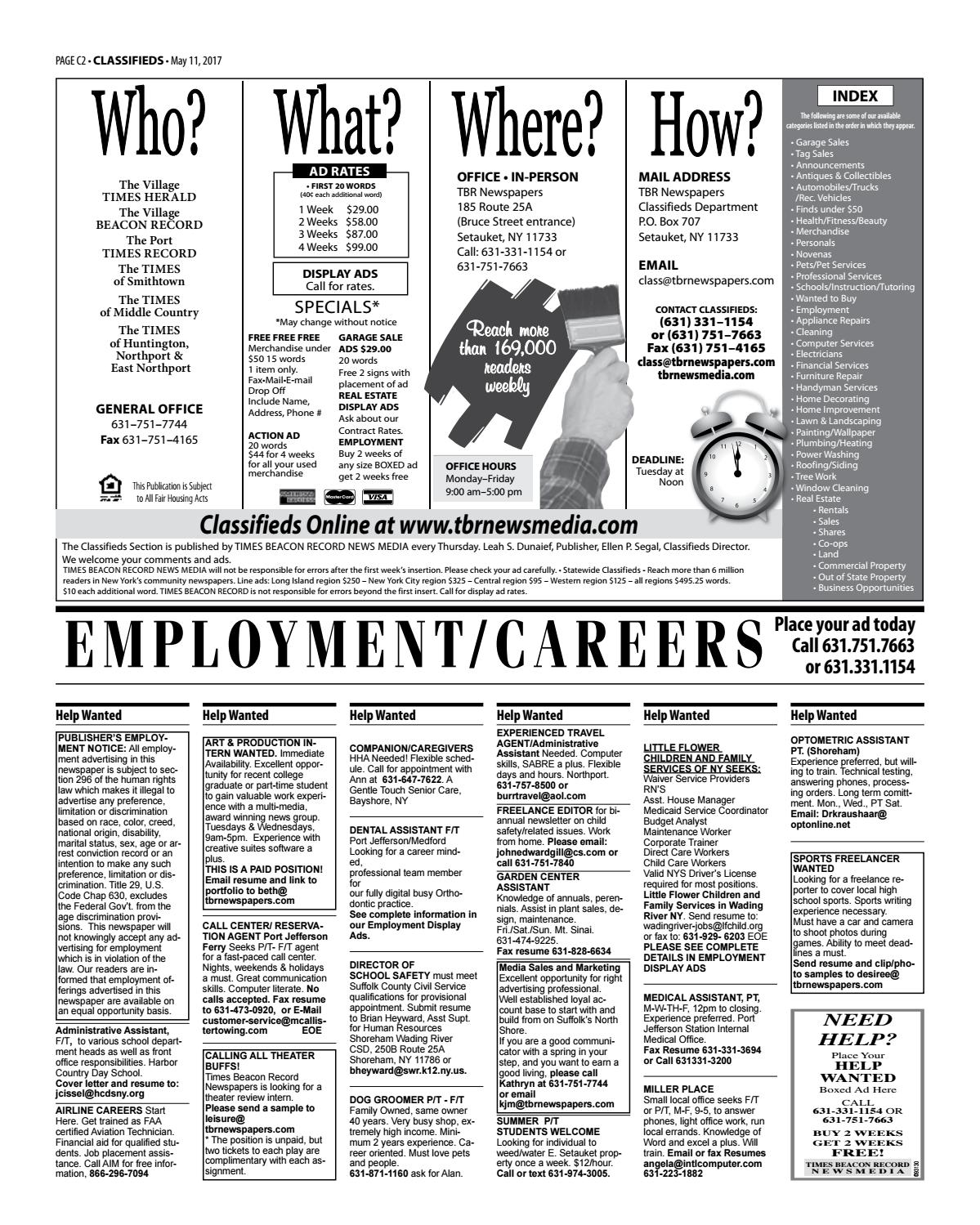 Employment/Careers - May 11, 2017 by TBR News Media - Issuu