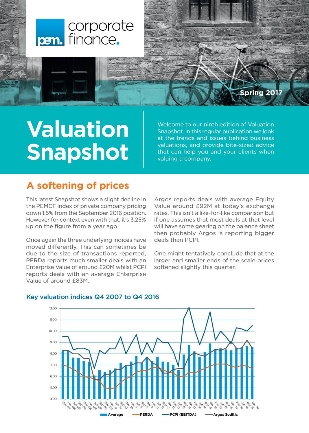 Valuation Snapshot - Spring 2017 by PEM Corporate Finance - Issuu