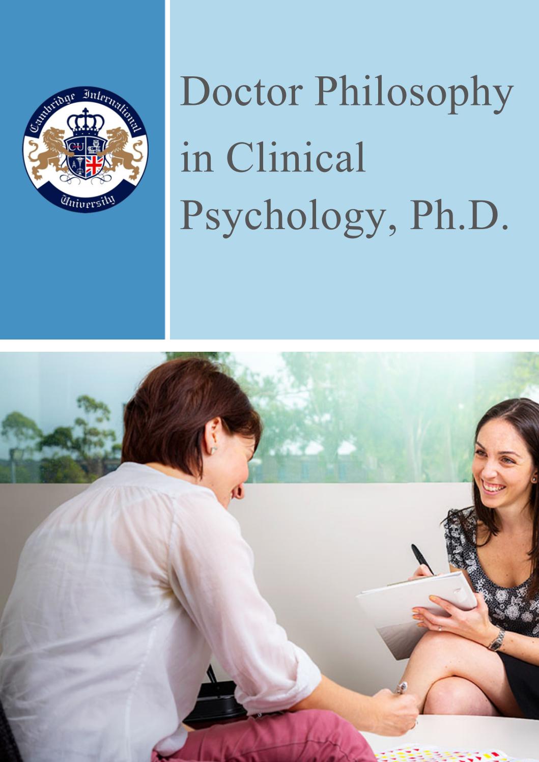 Doctor Philosophy in Clinical Psychology, Ph.D. by C.I.U. Cambridge ...