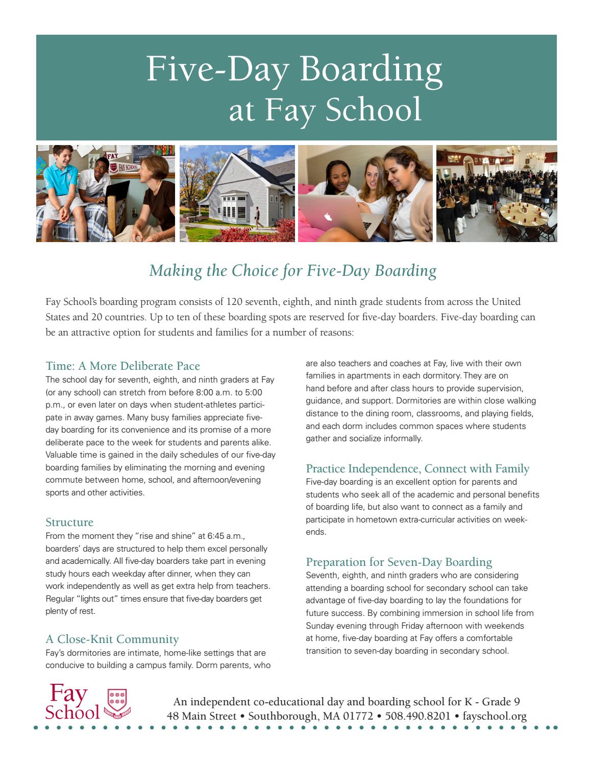 Five-Day Boarding at Fay School by Fay School - Issuu