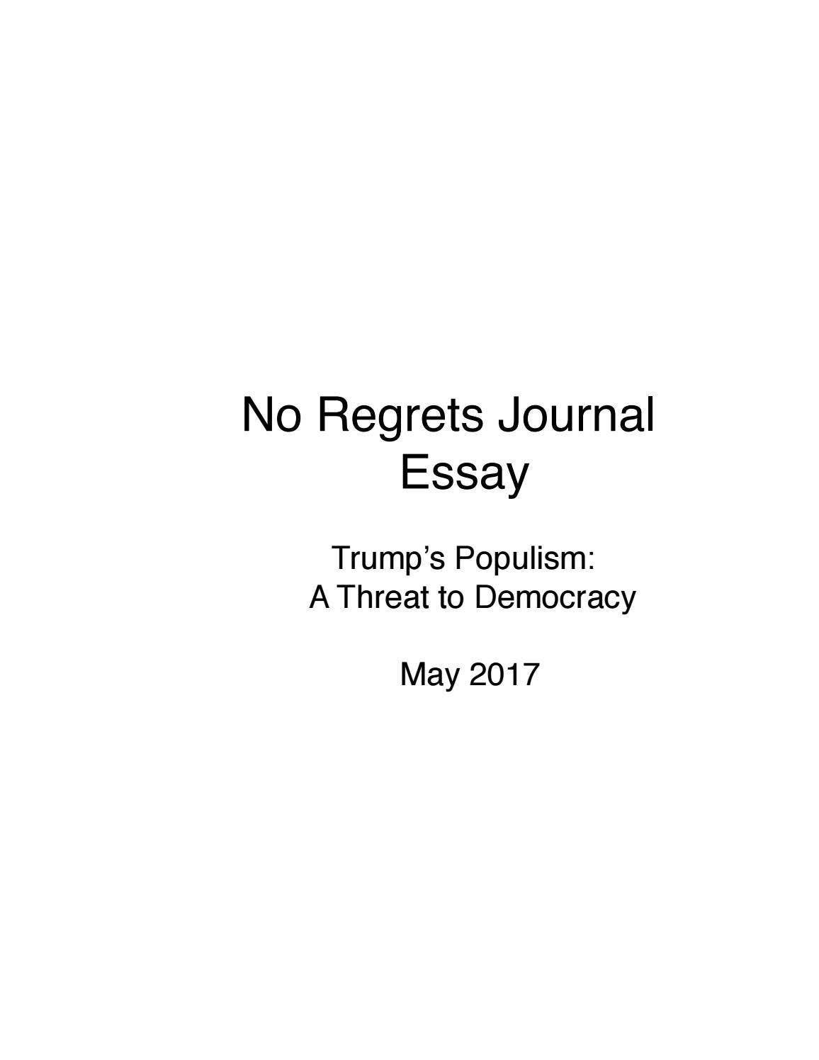 No Regrets Journal Essay - May 2017 by No Regrets Journal - Issuu