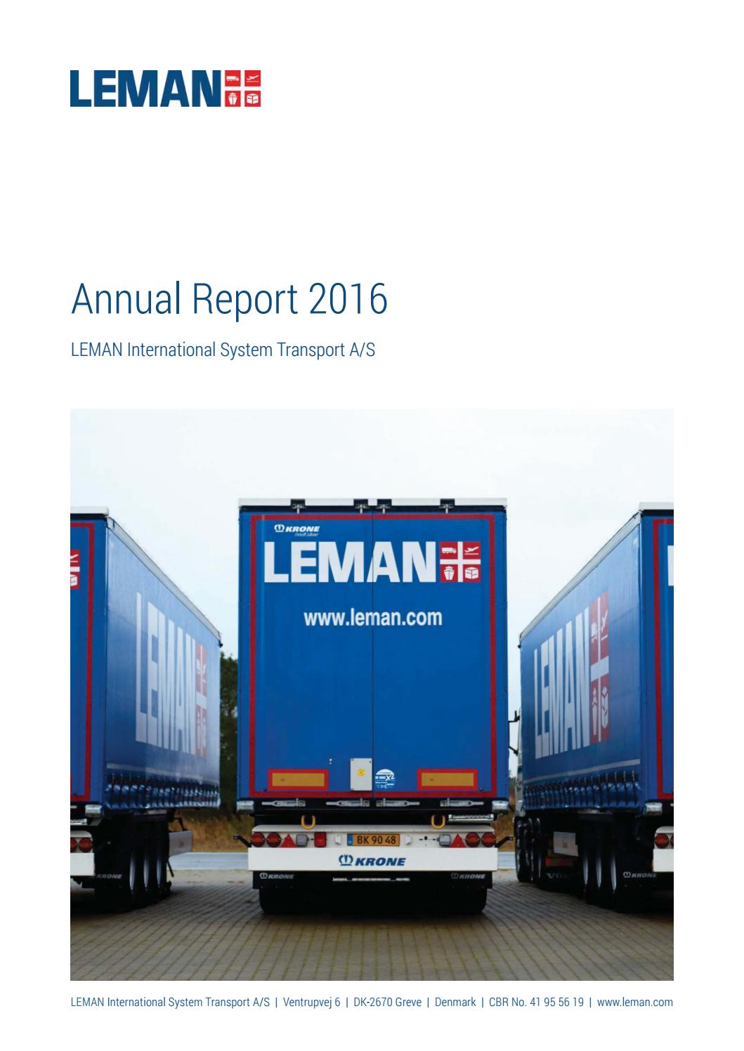Annual Report 2016 LEMAN Int. System Transport by LEMAN - Issuu