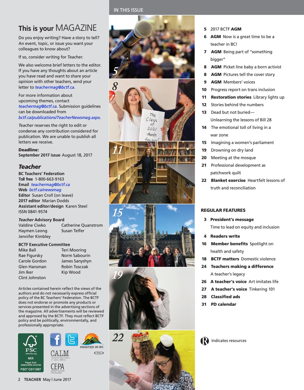 Teacher Magazine May 2017 by BC Teachers' Federation - Issuu