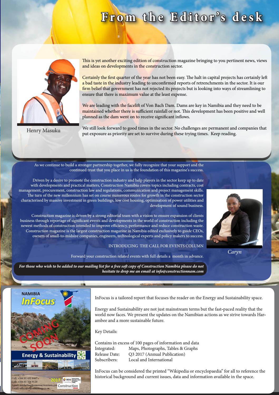 Construction Namibia Magazine April-May 2017 by Namibia's Construction ...