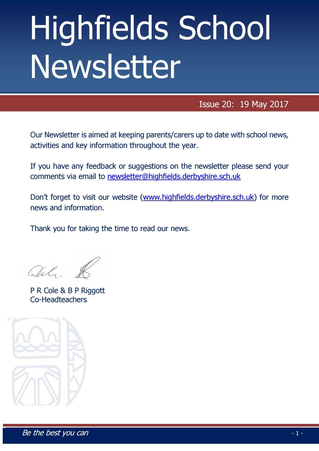 Highfields Newsletter Issue 20 by Highfields School - Issuu
