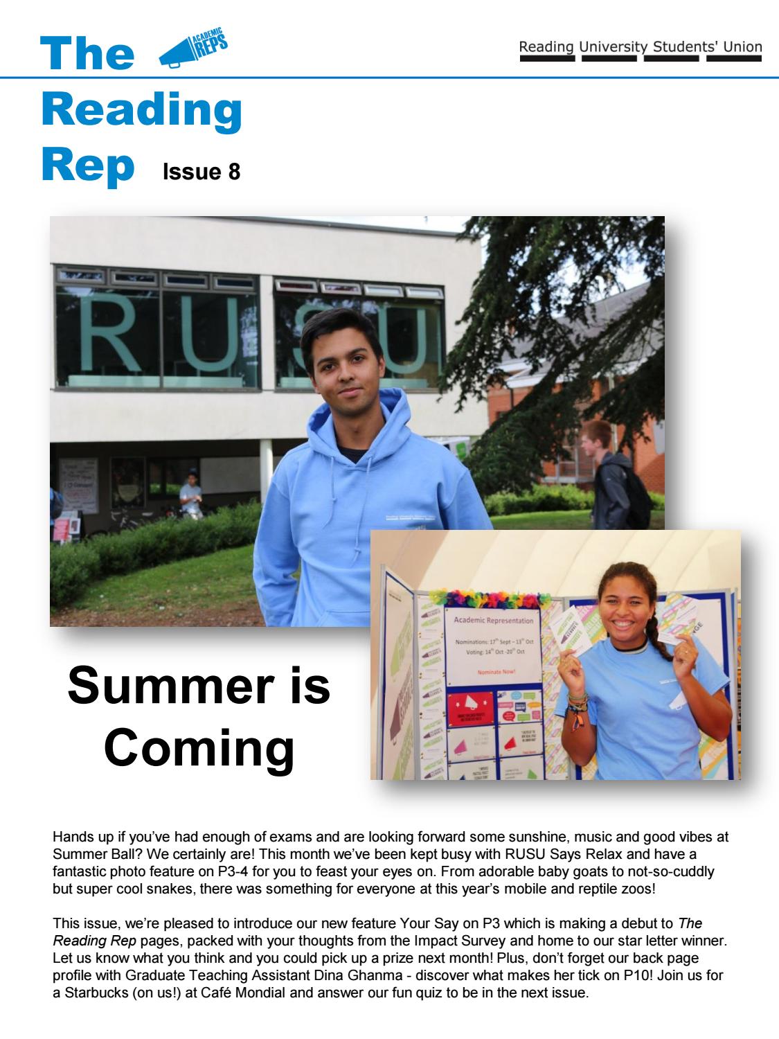 The reading rep issue 8[1] by Reading Students' Union - Issuu