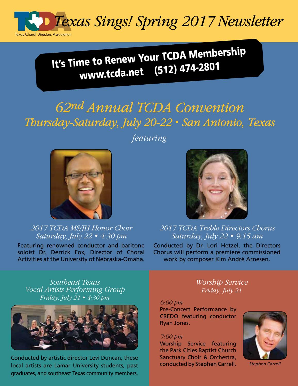 TCDA Spring 2017 Candidate Newsletter by Texas Choral Directors ...