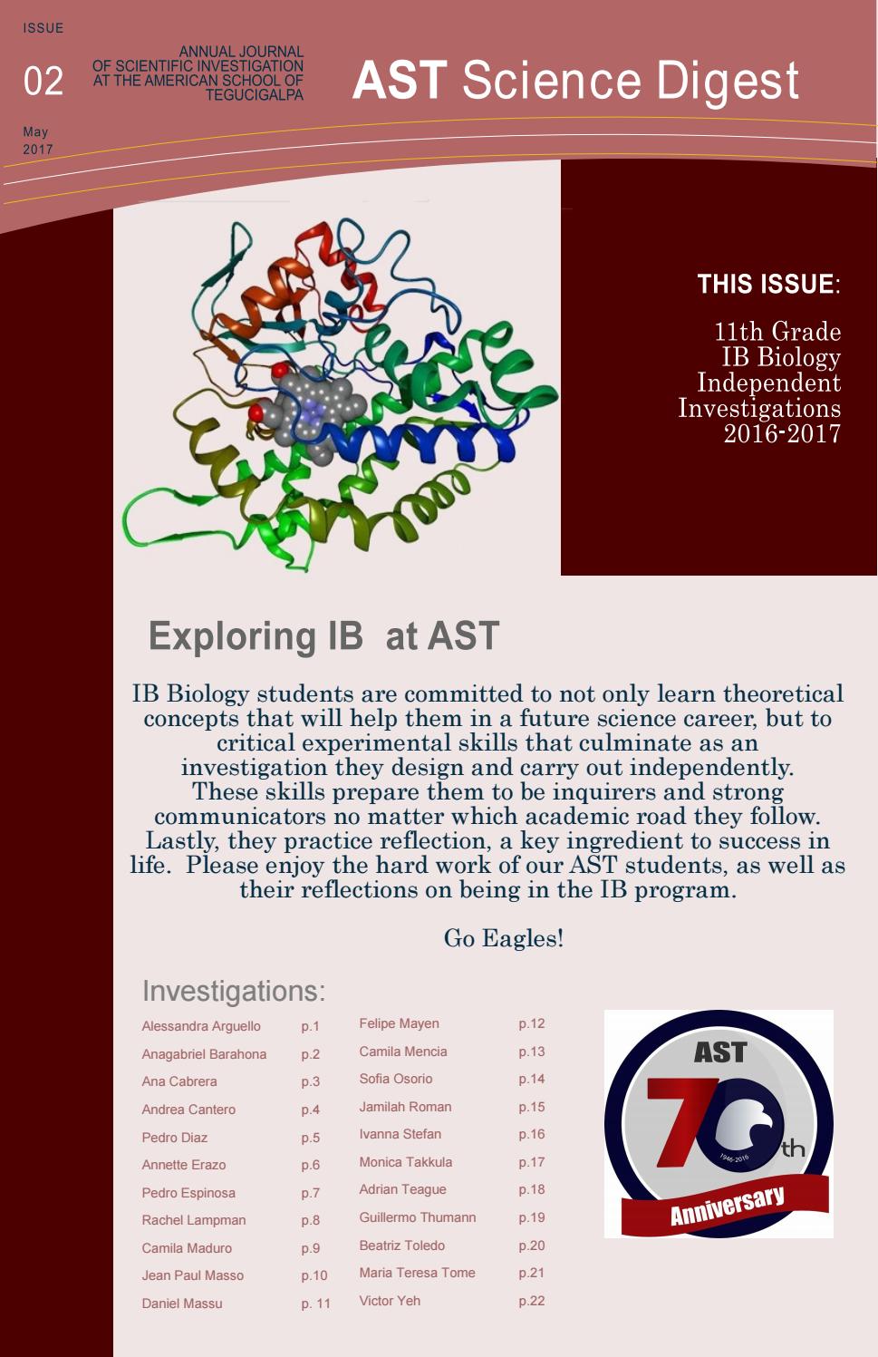 AST Science Digest Issue 2 2016 17 by American School of Tegucigalpa ...