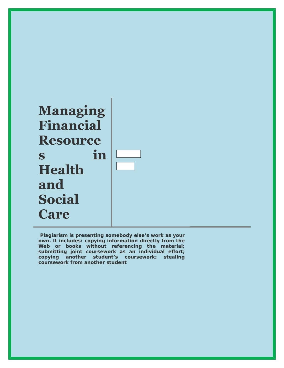 Managing financial resources in health and social care by Cheap ...