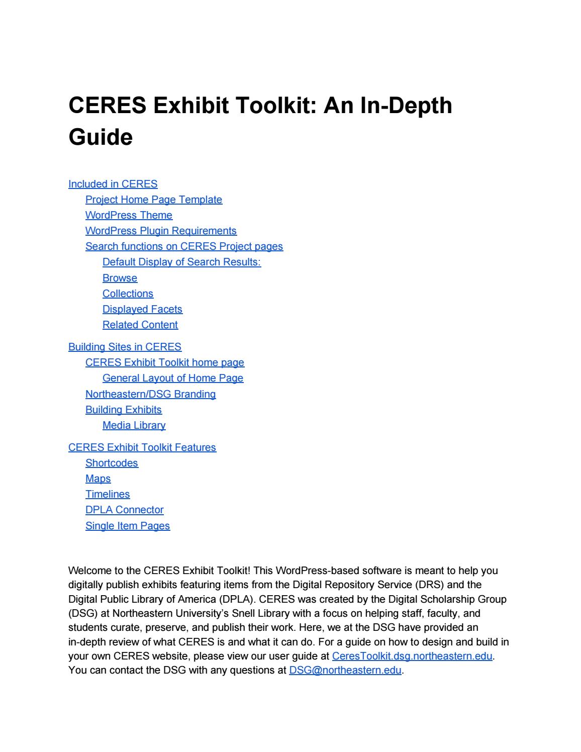 CERES Exhibit Toolkit: An In-Depth Guide by Northeastern University ...