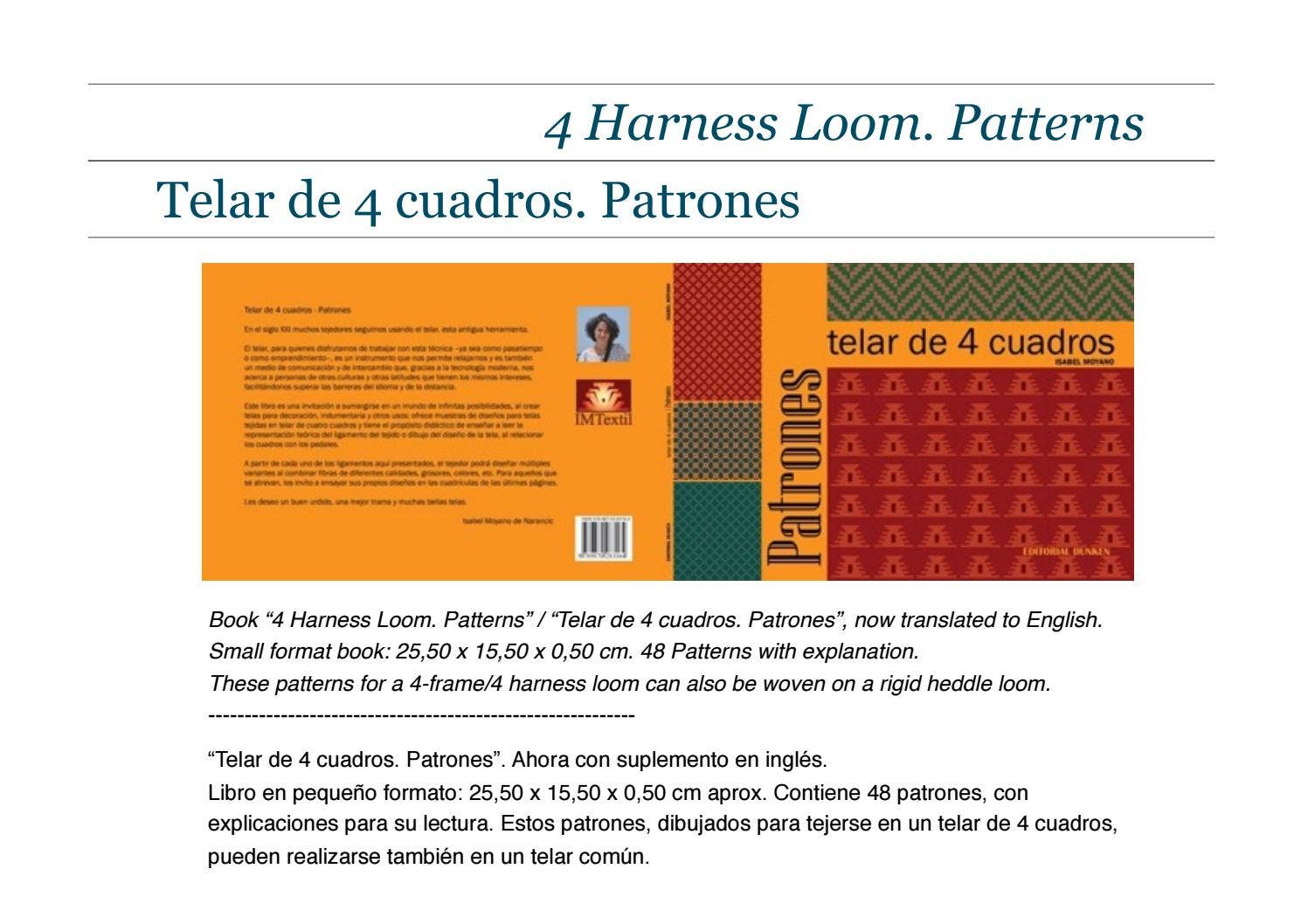 4 Harness Loom. Patterns / Telar de 4 cuadros. Patrones by Isabel ...