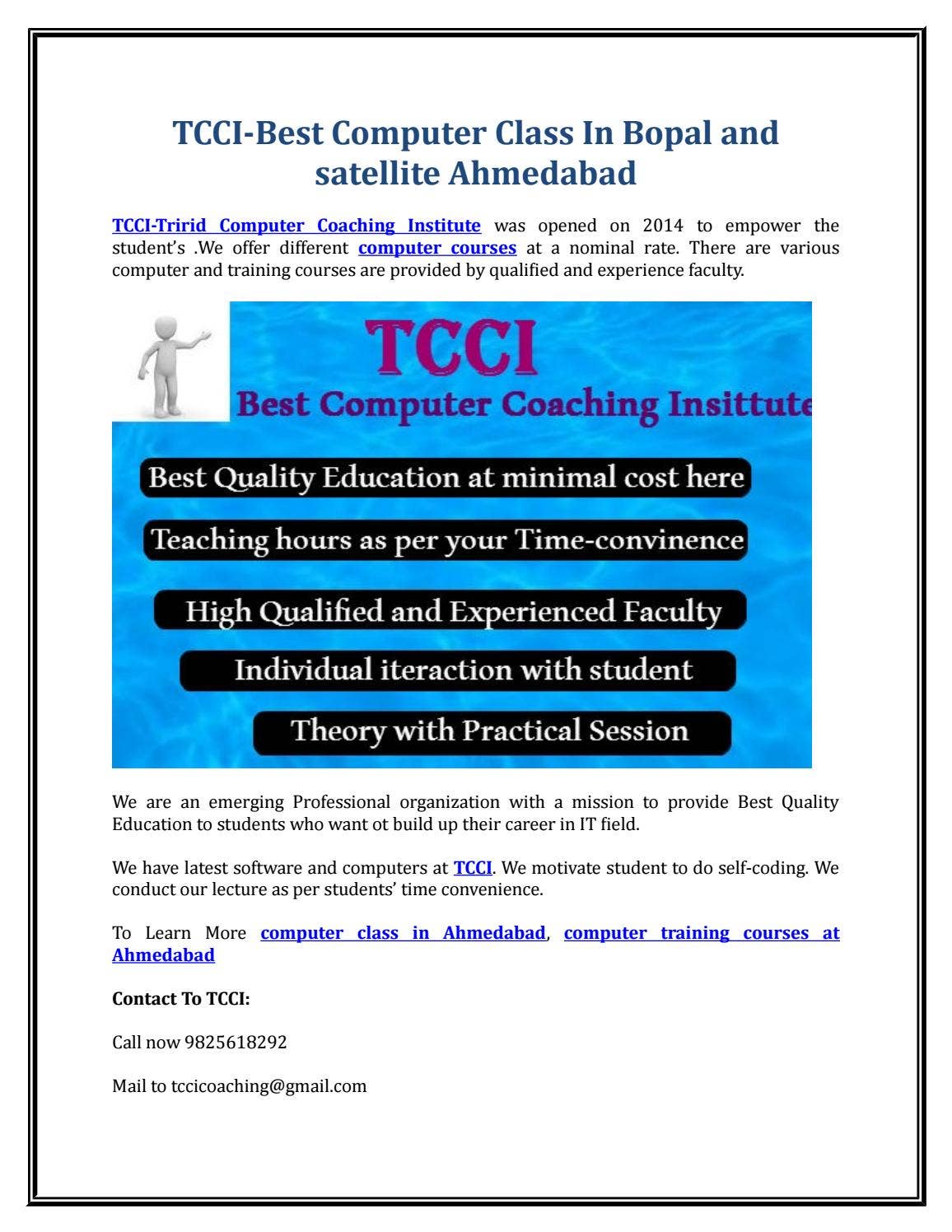Tcci best computer class in bopal and satellite ahmedabad by Rosario ...