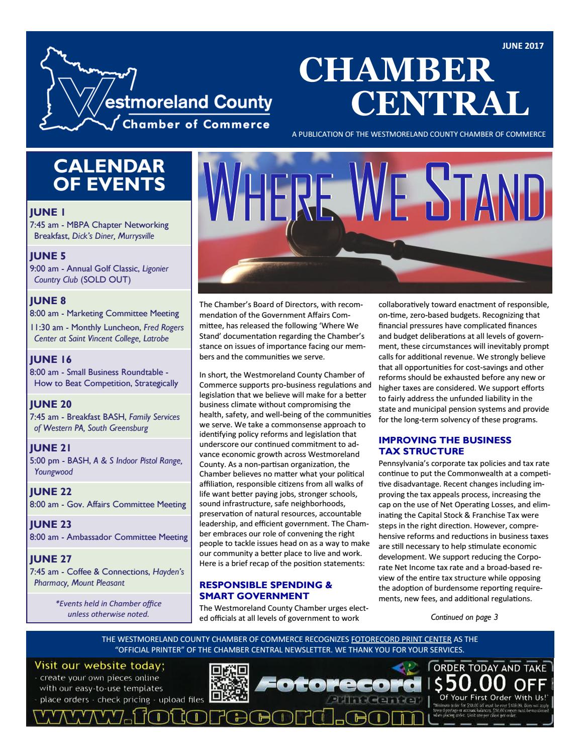 Chamber Central Newsletter June 2017 by Westmoreland County Chamber of ...