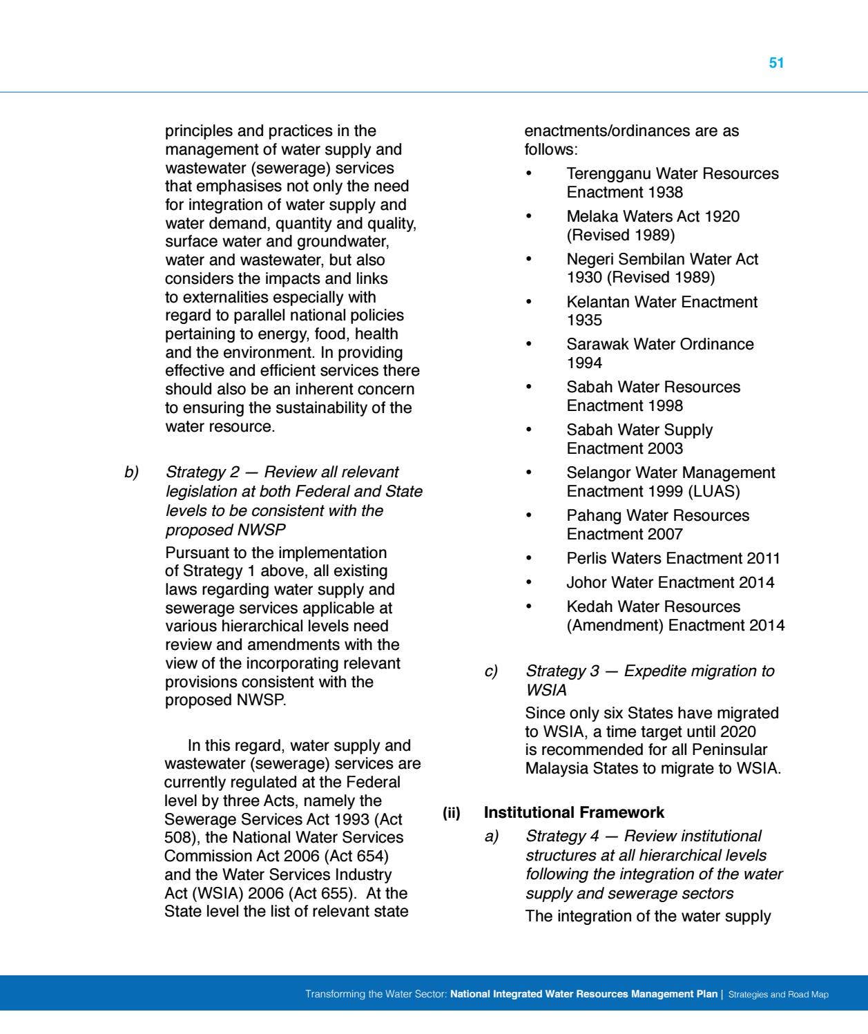 National Integrated Water Resources Management Plan Strategies and Road ...