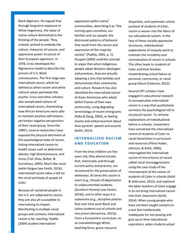 Internalized Racism: The Consequences and Impact of Racism on People of ...