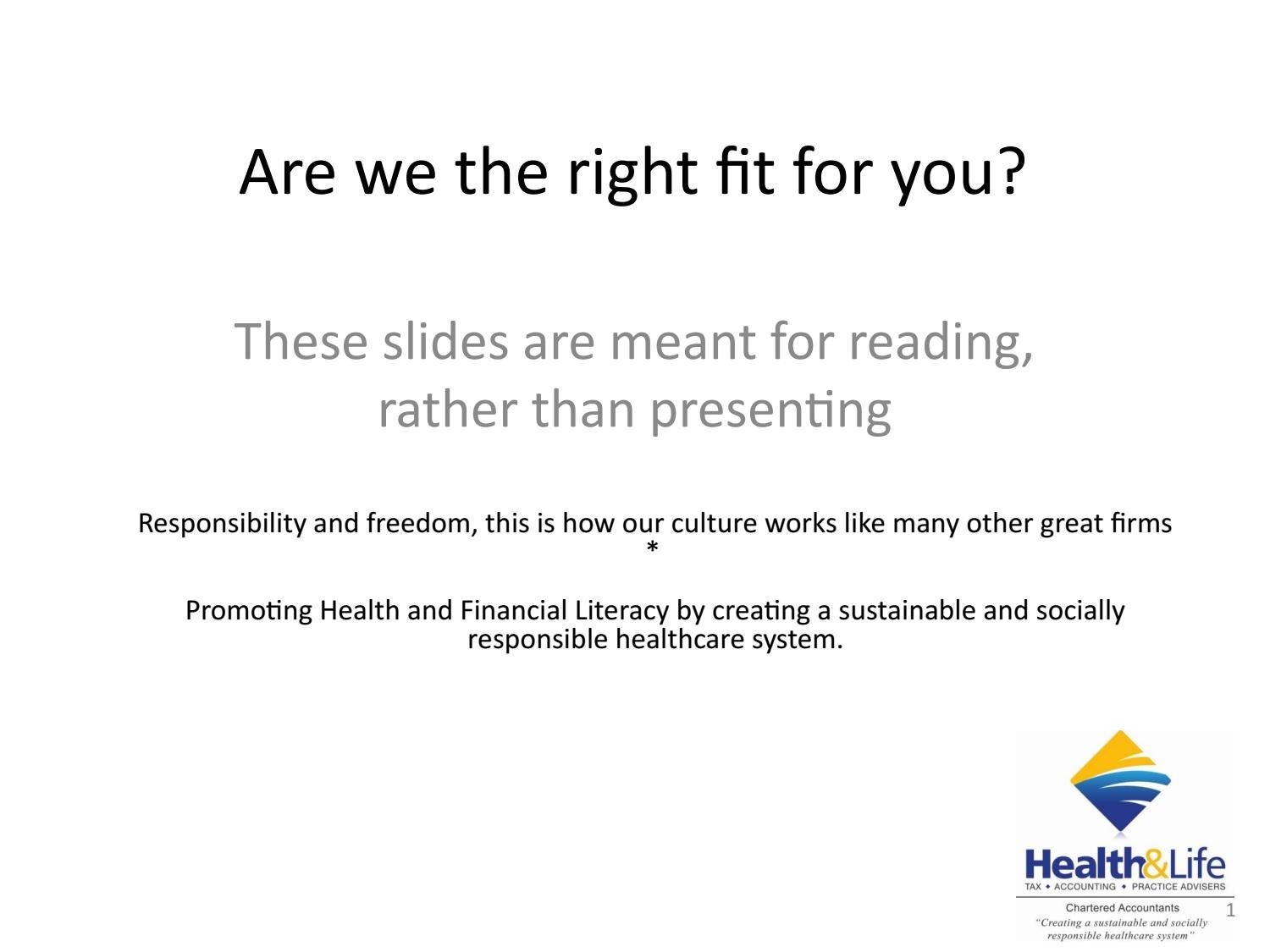 Are we the right fit for you? by Health and Life - Issuu