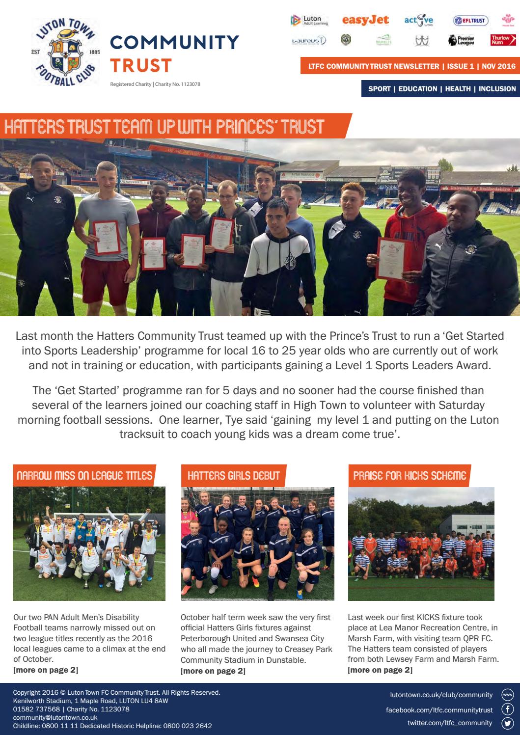 Luton Town Community Trust Newsletter Issue 1 by Luton Town FC - Issuu